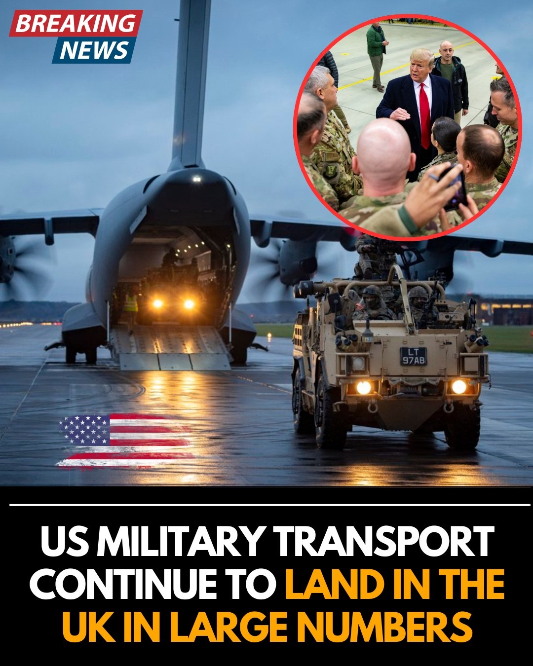 US MILITARY TRANSPORT CONTINUE TO LAND IN THE UK IN LARGE NUMBERS ...